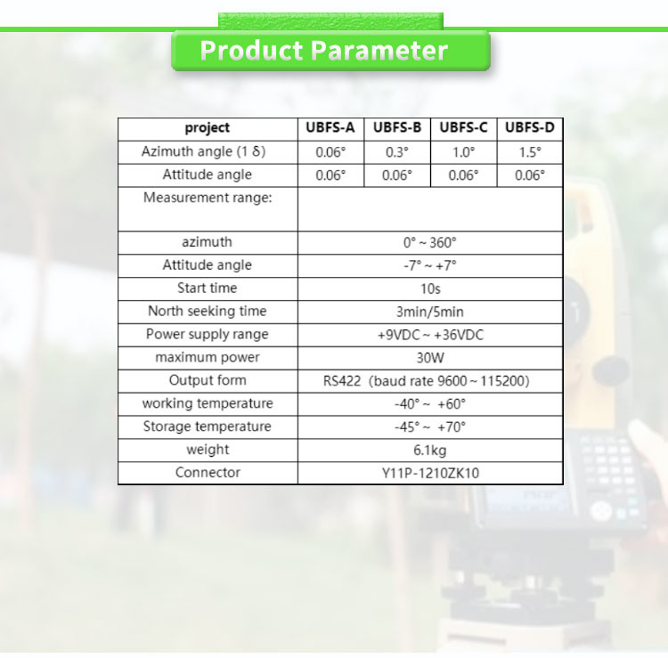 RS422 Output Form UBFS-BY Attitude and Azimuth Landmine Directional Gyroscope Sensor